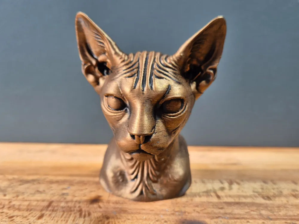Hand Painted Lykoi Head Statue – Decorative Lykoi Cat Bust Sculpture ...